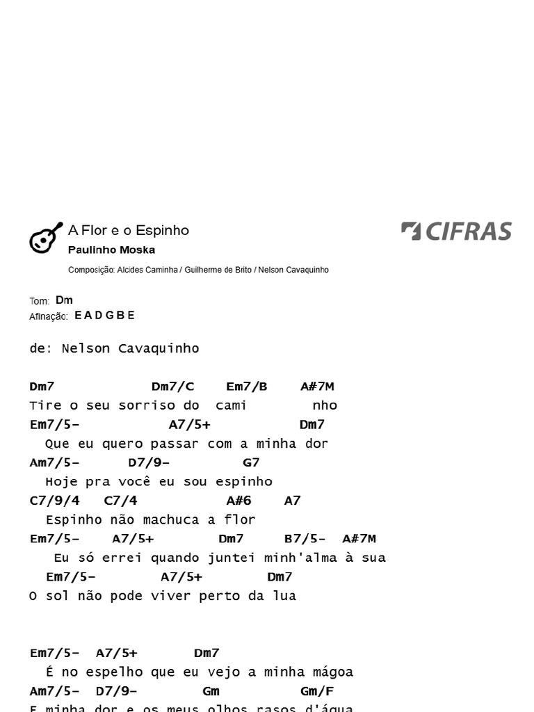 CIFRAS - Cifra - Paulinho Moska - A Flor e o Espinho | PDF