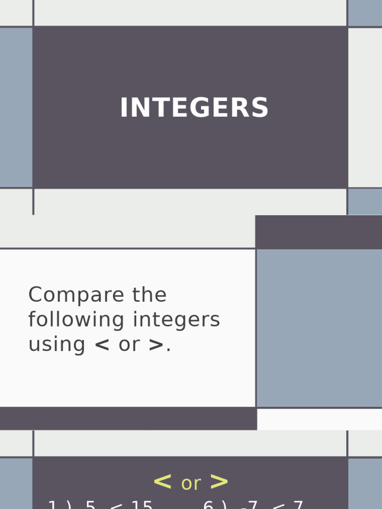 Comparing and Identifying Integers | PDF