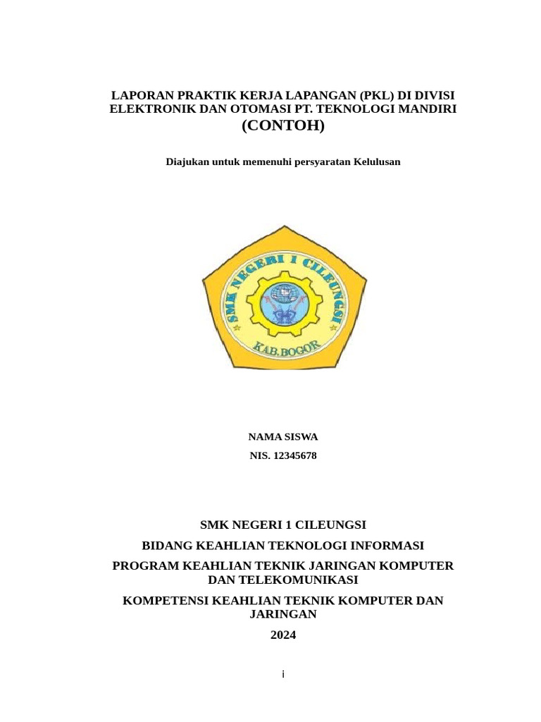 Template Laporan PKL | PDF