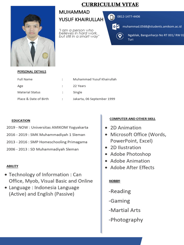 Curriculum Vitae of Muhammad Yusuf Khairullah | PDF