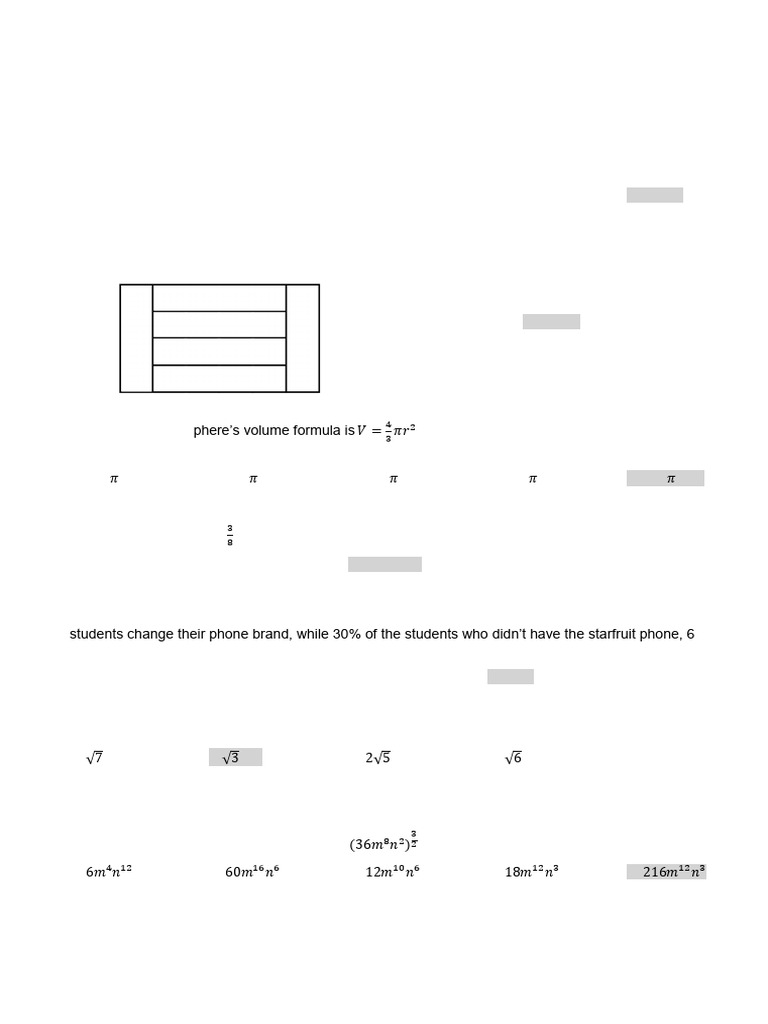 EDU Mathematics Test Set 18 Answers | PDF | Fahrenheit | Area