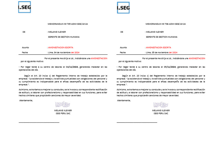 Formato de Memorandum Tardanzas | PDF