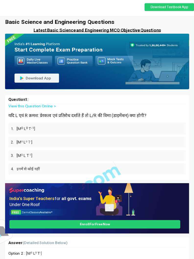 MCQ On Basic Science and Engineering 5eea6a1439140f30f369f2c6 | PDF