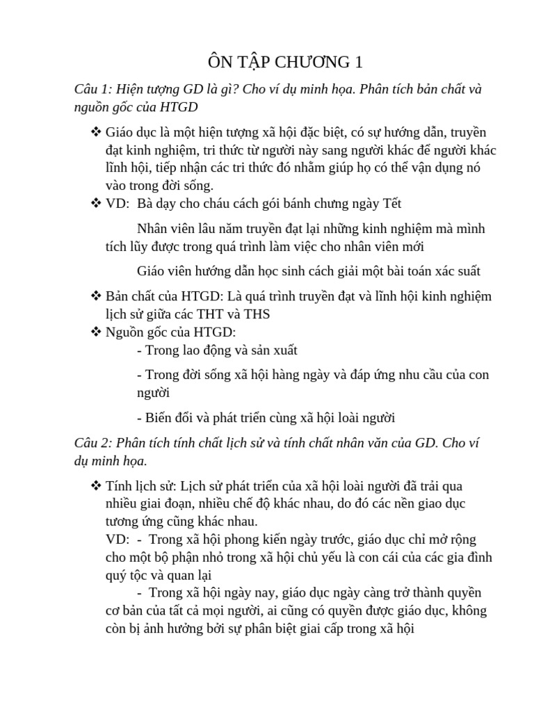 Ôn Tập Chương 1-Gdhdc | PDF