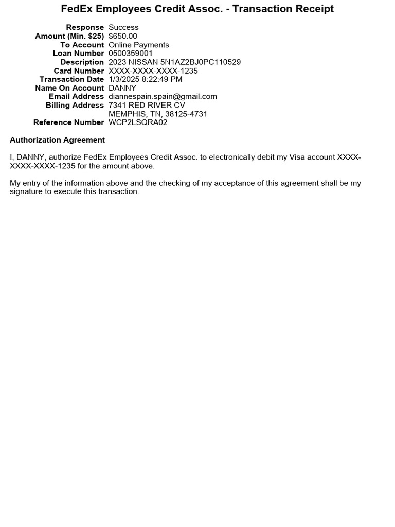 FedEx Employees Credit Transaction Receipt | PDF