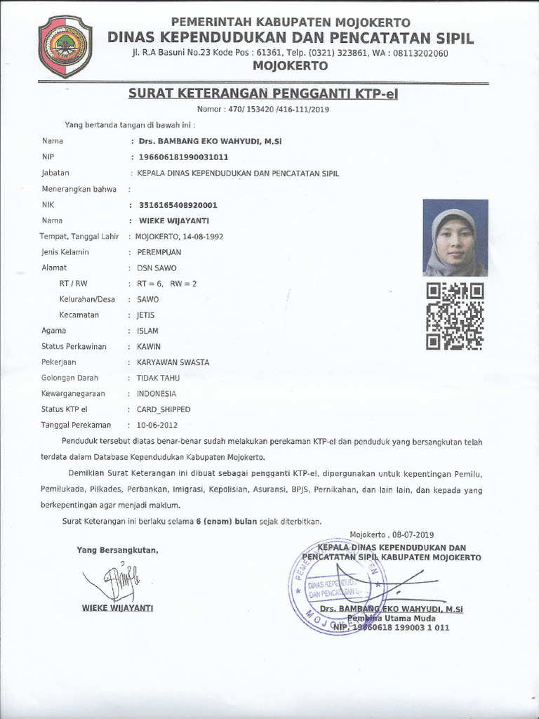 Surat Keterangan KTP 001 | PDF