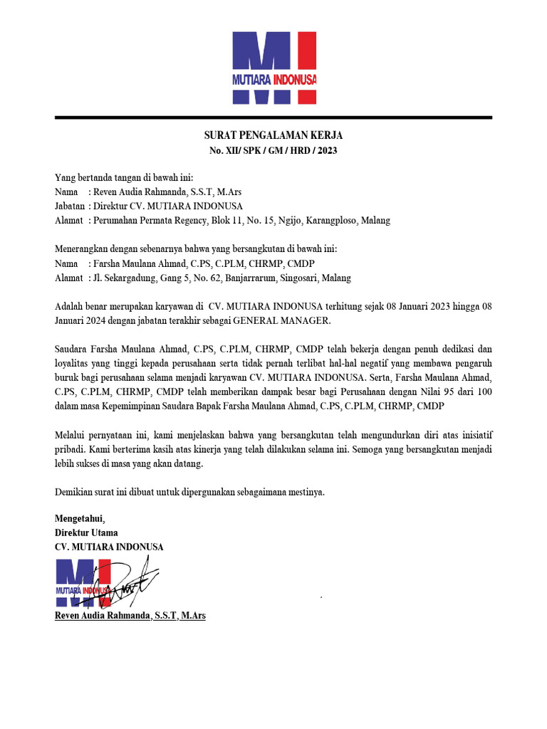 Surat Paklaring | PDF