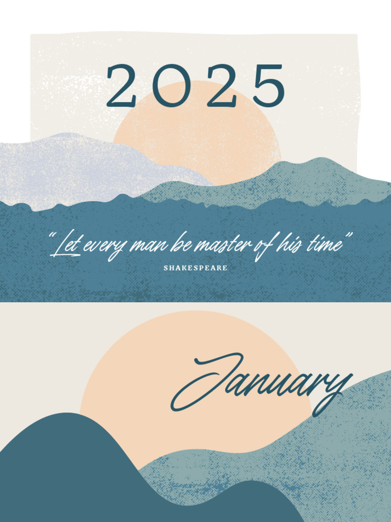 Personal Wall Calendar in Cream Blue and Orange Organic Style ...