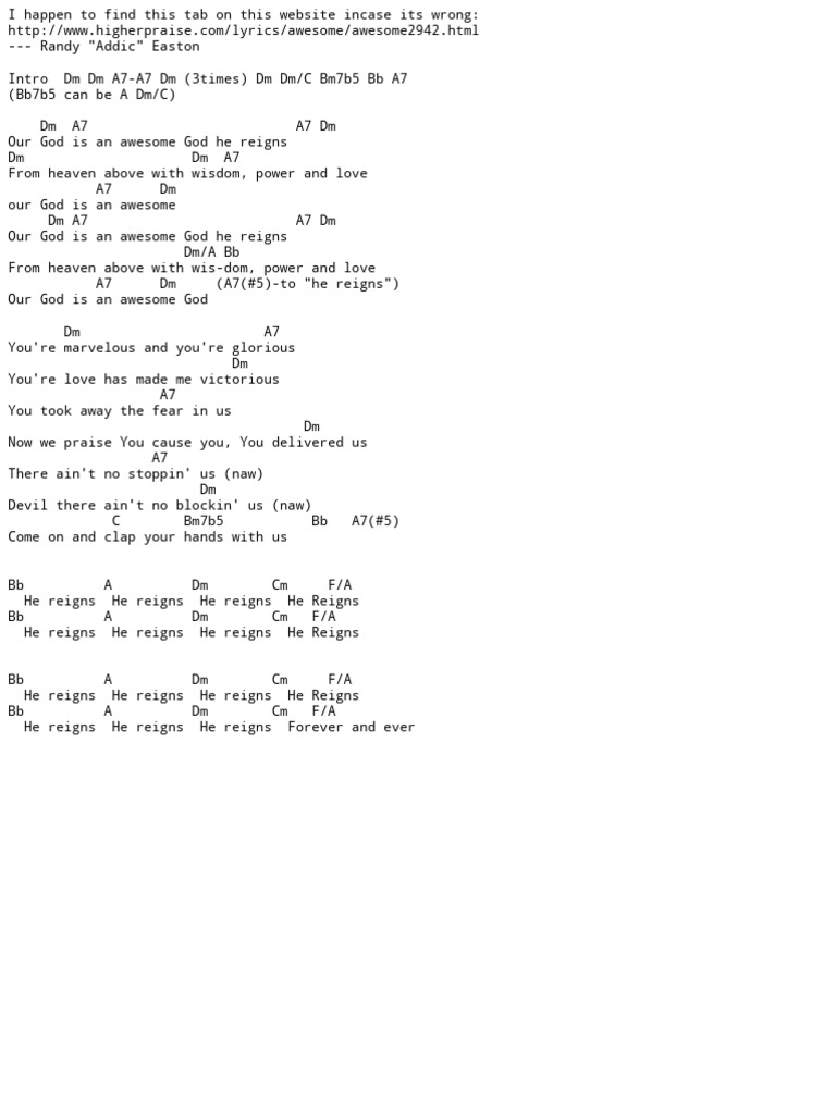 He Reigns - Kirk Franklin Lyrics | PDF
