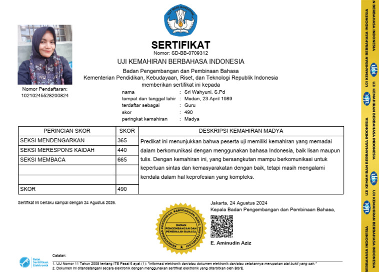 Sertifikat UKBI Sri | PDF