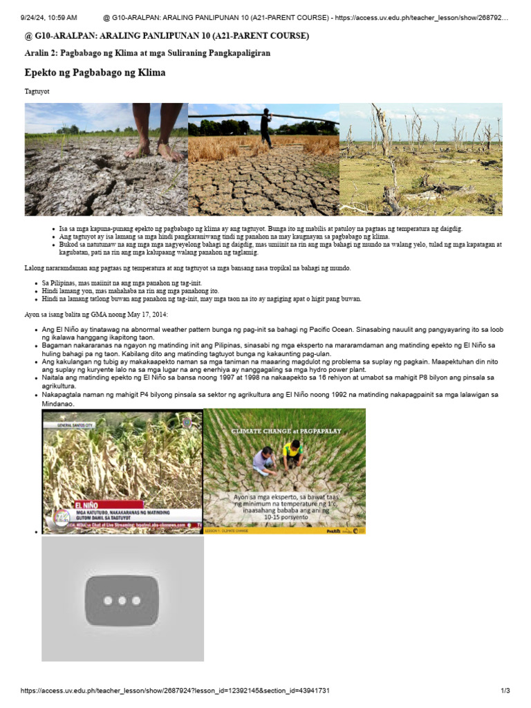 Epekto NG Pagbabago NG Klima | PDF