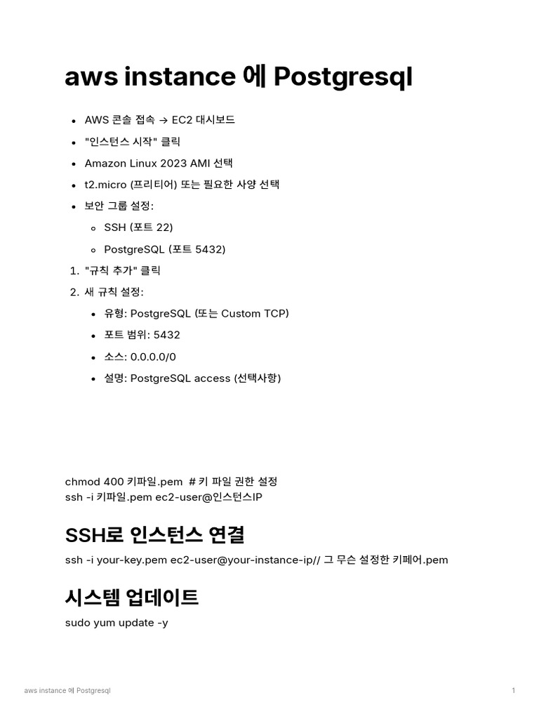 aws instance 에 Postgresql | PDF