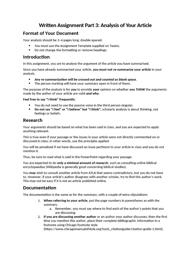 Article Argument Analysis Guide | PDF | Fallacy | Argument