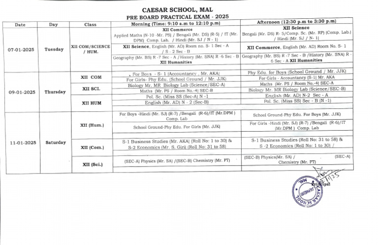 Class XII Pre Board Practical Exam 2024 - 2025 | PDF | Science