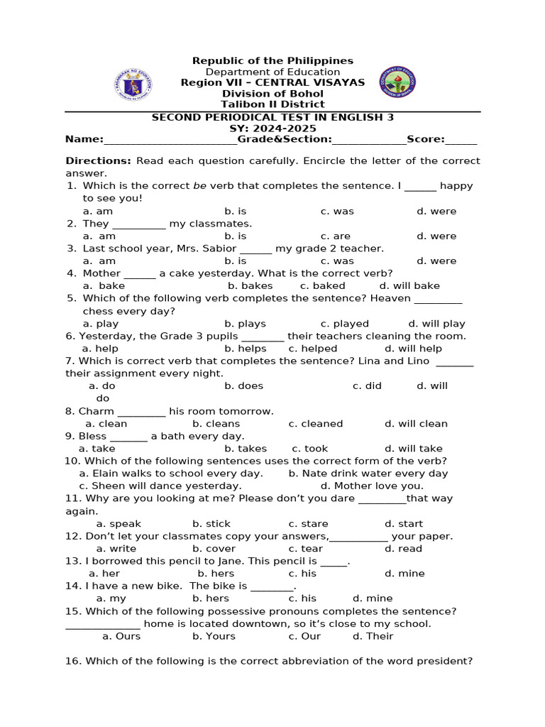 English 3 Second Periodical Test | PDF | Linguistics