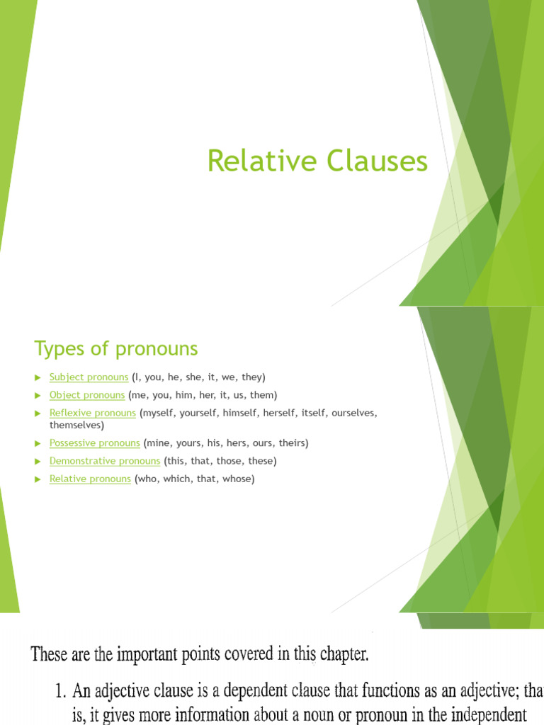 Relative Clauses | PDF | Verb | Pronoun