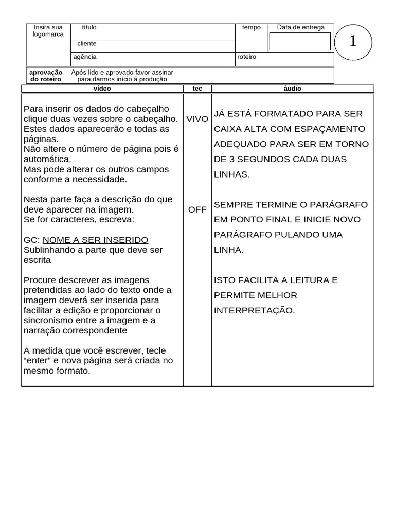 Modelo para Roteiro 3 Colunas | PDF