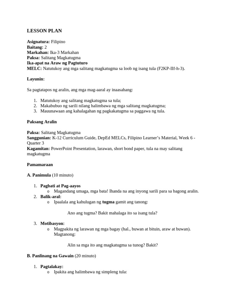 LESSON PLAN-grade 2 | PDF
