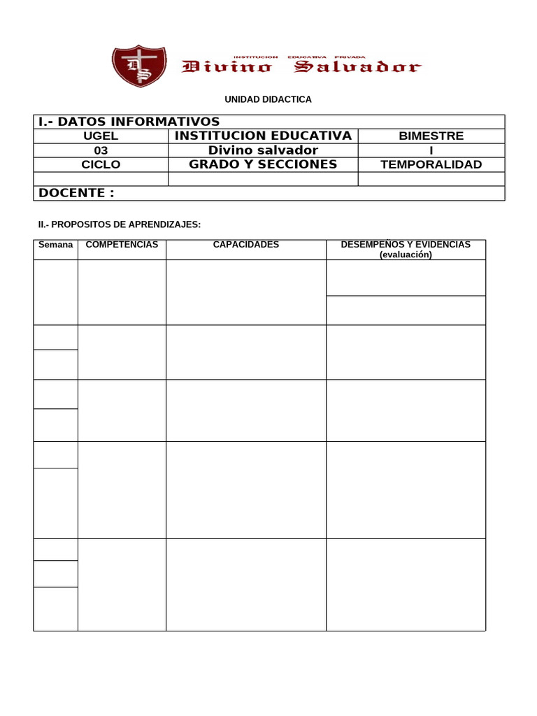 Esquema de Unidad Didactica | PDF