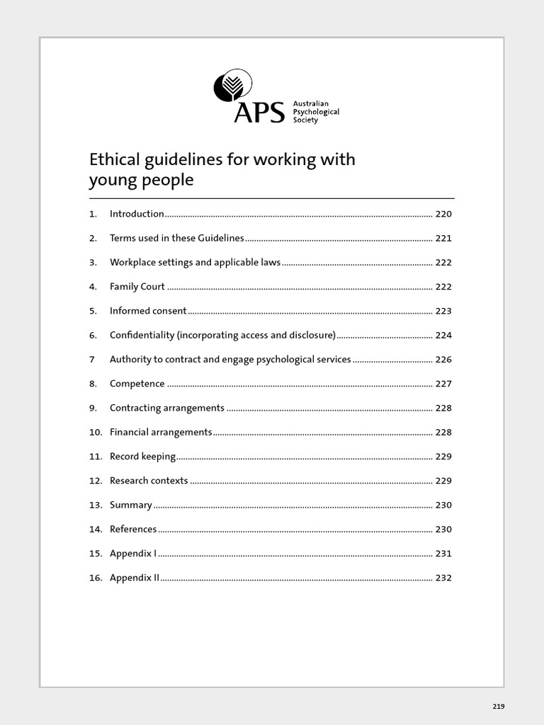 APS Ethical Guidelines for Young People | PDF | Informed Consent ...