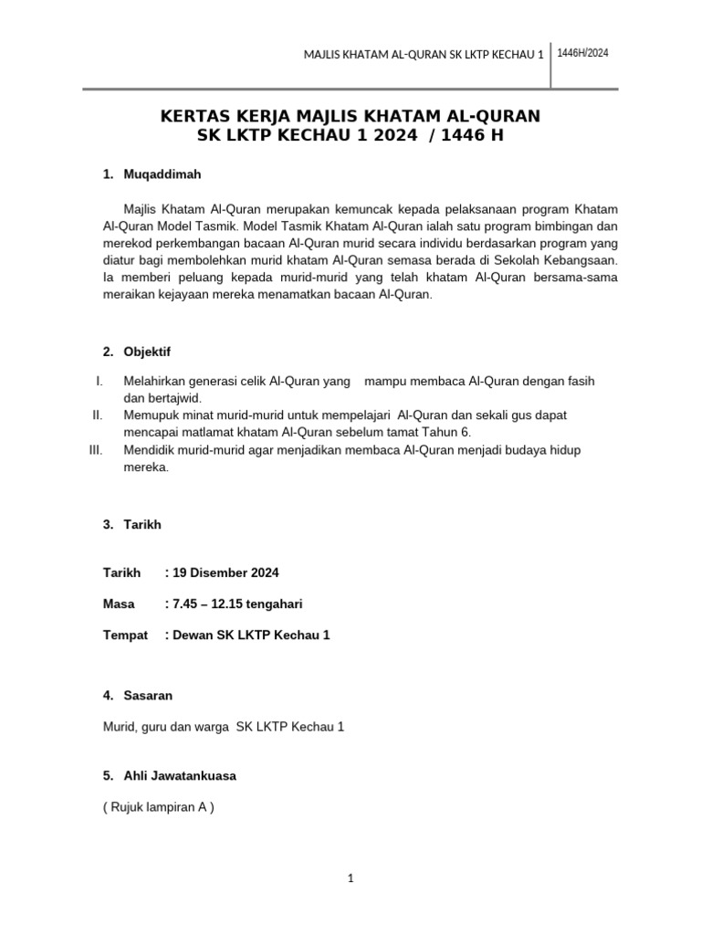 Kertas Kerja Khatam | PDF