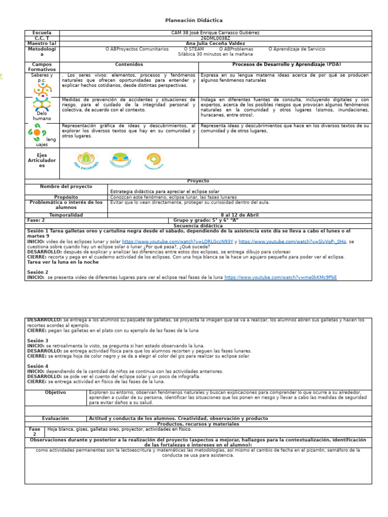 Proyecto Eclipse Solar 8 Al 12 de Abril | PDF | Eclipse | Eclipse solar