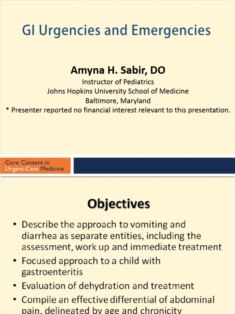 Pediatric GI Urgencies | PDF | Diseases And Disorders | Causes Of Death