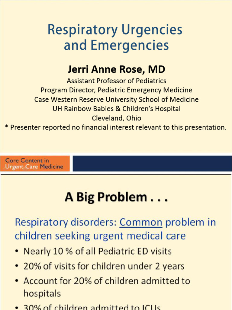 Pediatric Respiratory Urgencies and Emergencies | PDF