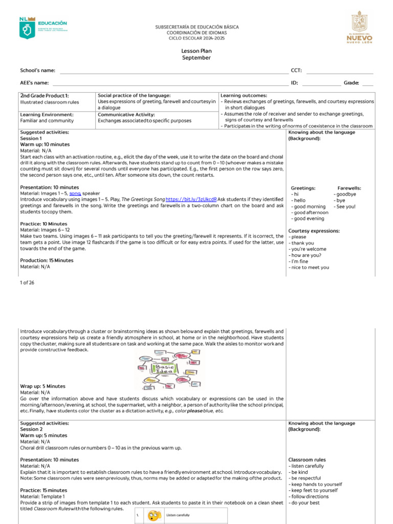 2nd Grade Lesson Plan Product 1 - September 092311 | PDF