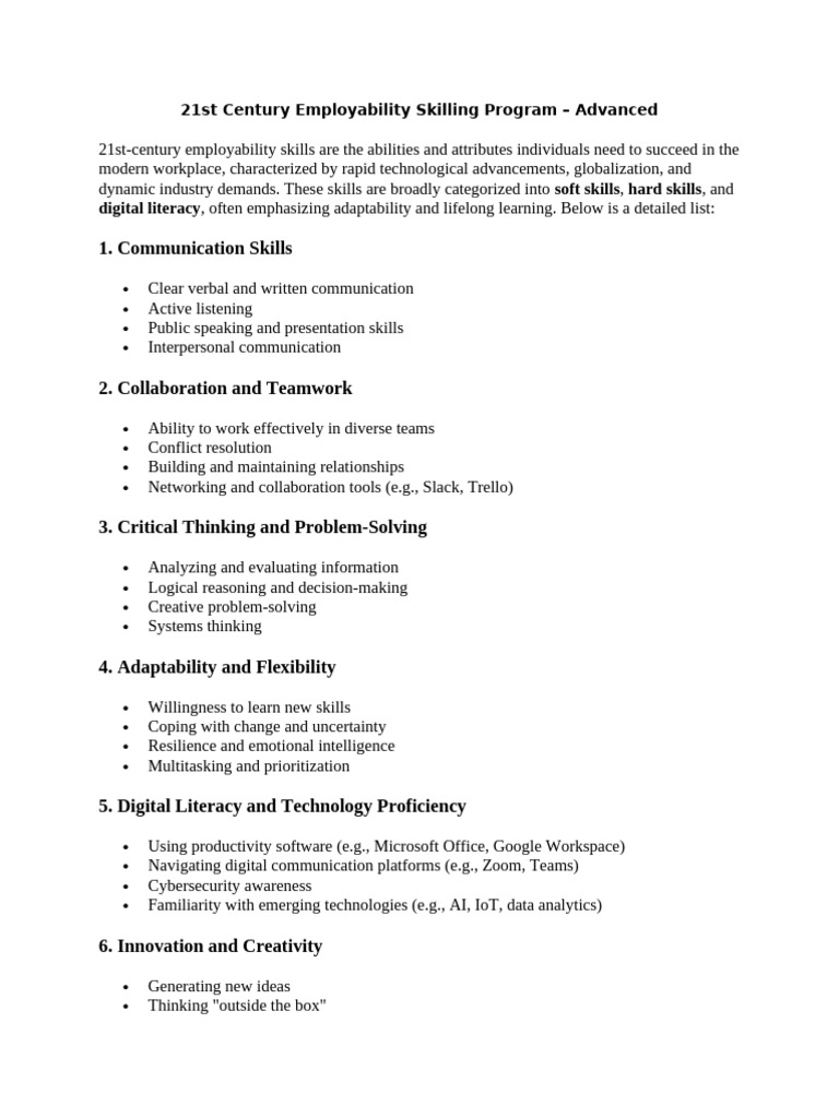 21st Century Employability Skilling Program | PDF | Skill | Emotional Intelligence