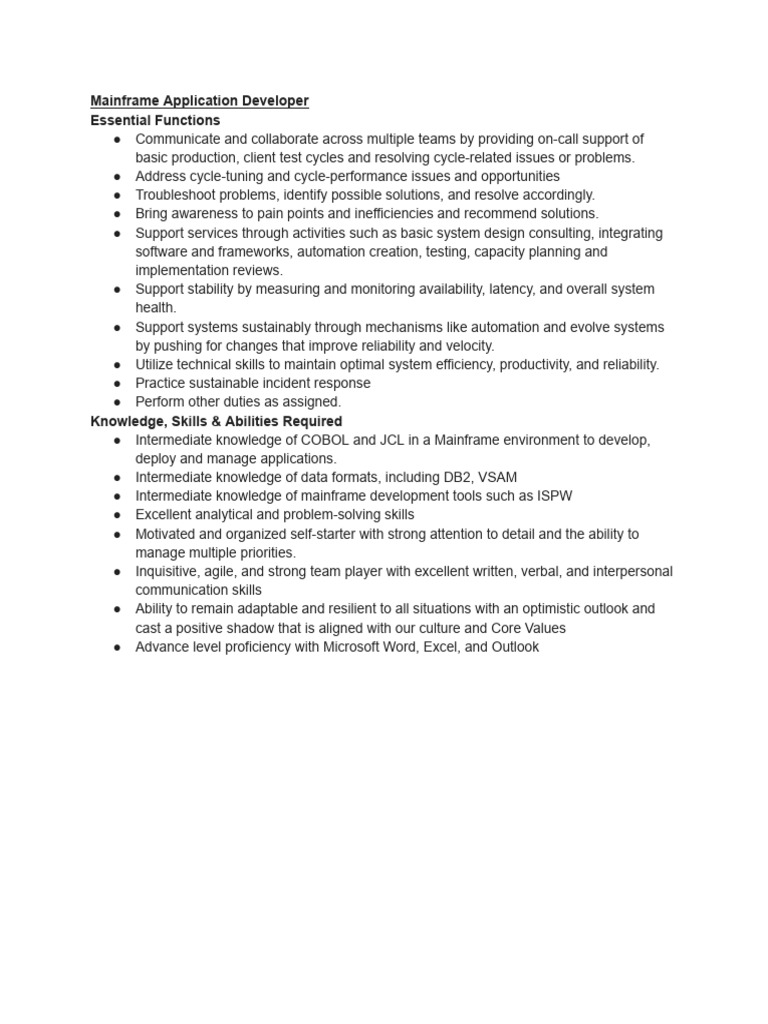 Mainframe Application Developer | PDF