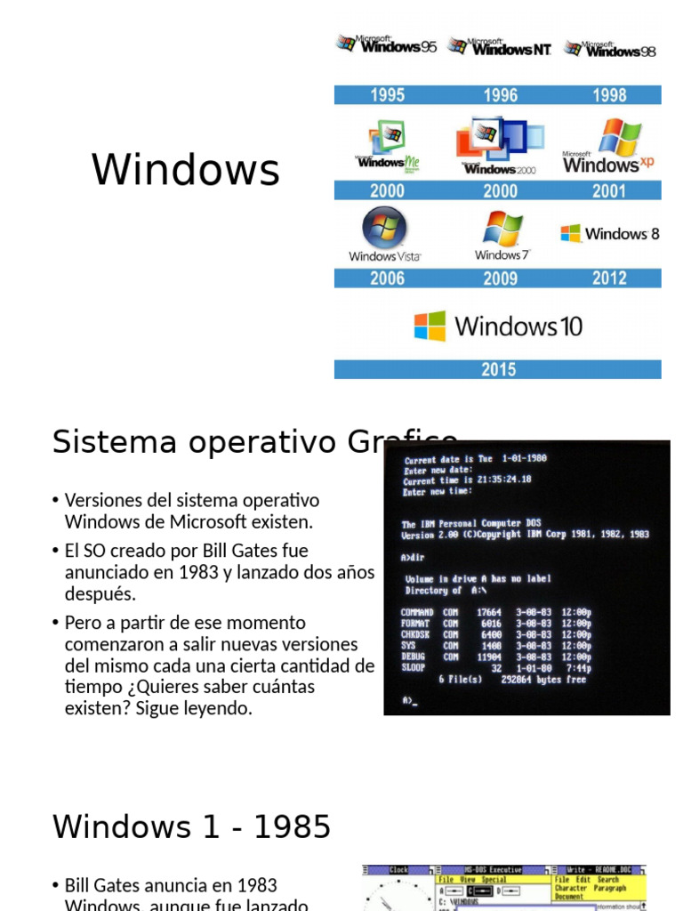 Clases Versiones Window | PDF | Microsoft Windows | Interfaces gráficas ...