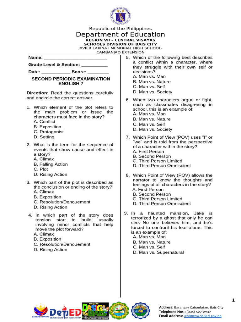 ENGLISH 7-q2 | PDF | Narration | Plot (Narrative)
