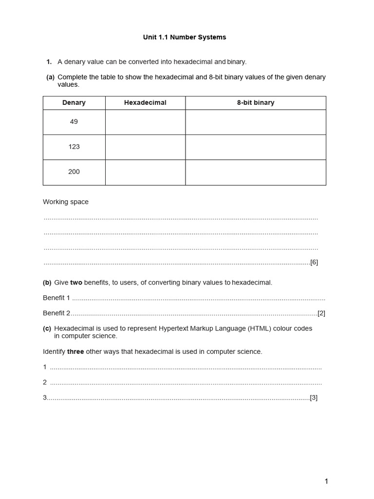 IGCSE Computer Science Number Systems TQ Paper Set 2 | PDF | Html ...