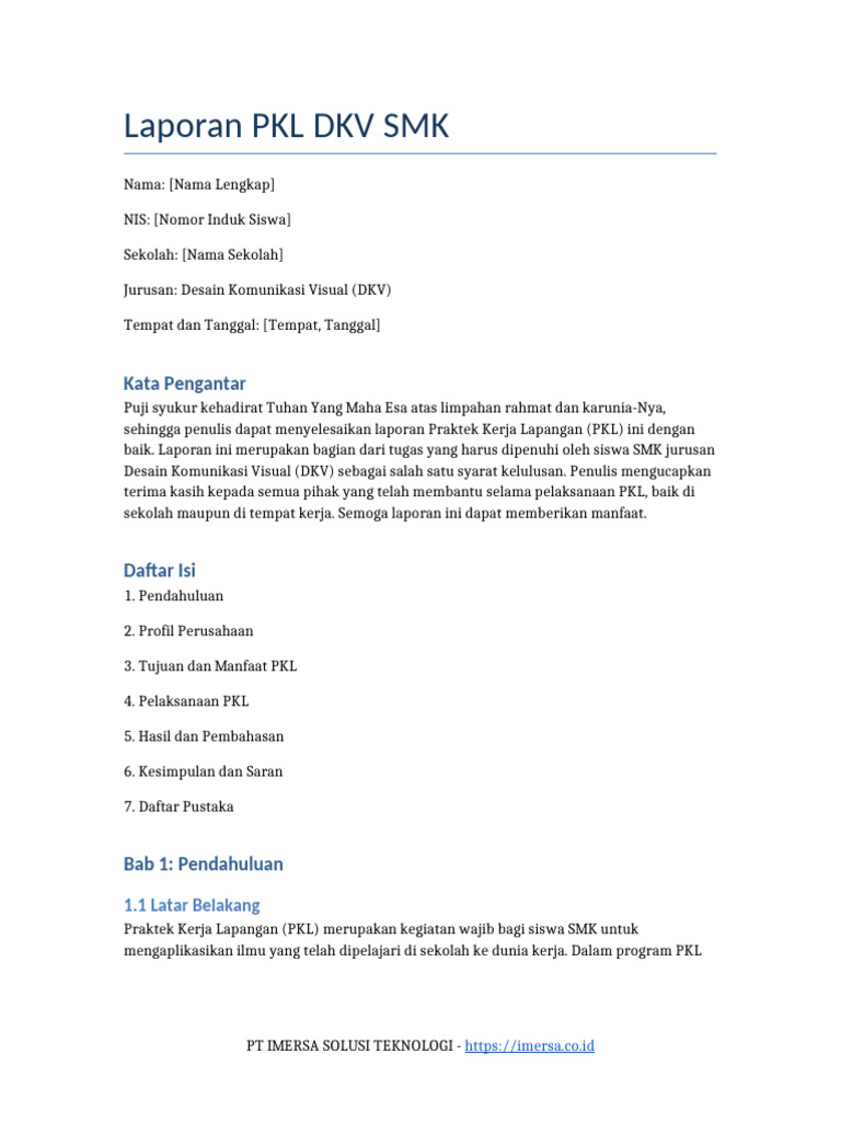 Contoh Laporan PKL DKV SMK | PDF