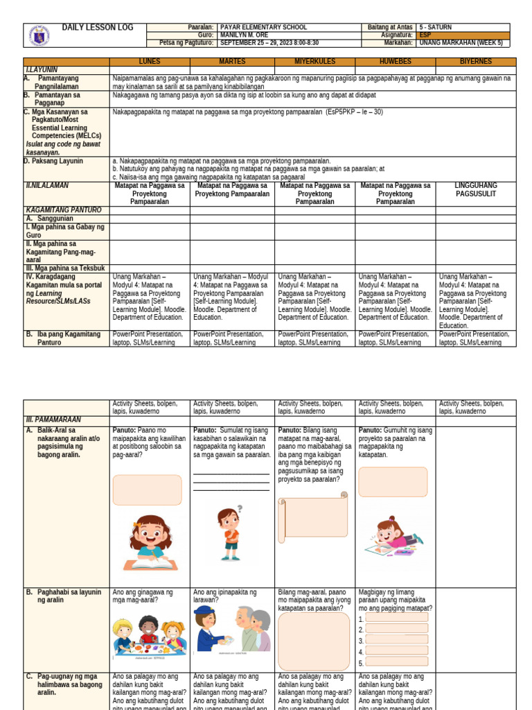 G5 Q1W5 DLL ESP (MELCs) | PDF