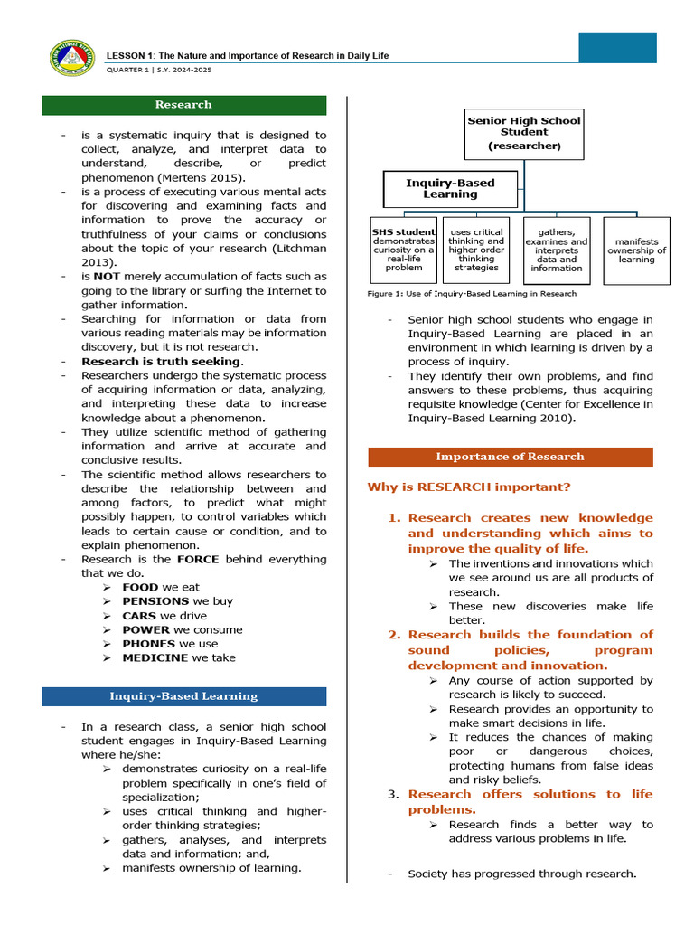 PR1_Lesson-1 | PDF | Inquiry Based Learning | Learning