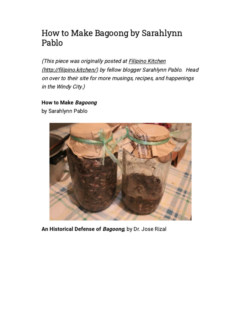 How to Make Bagoong: A Filipino Guide | PDF | Cooking | Foods
