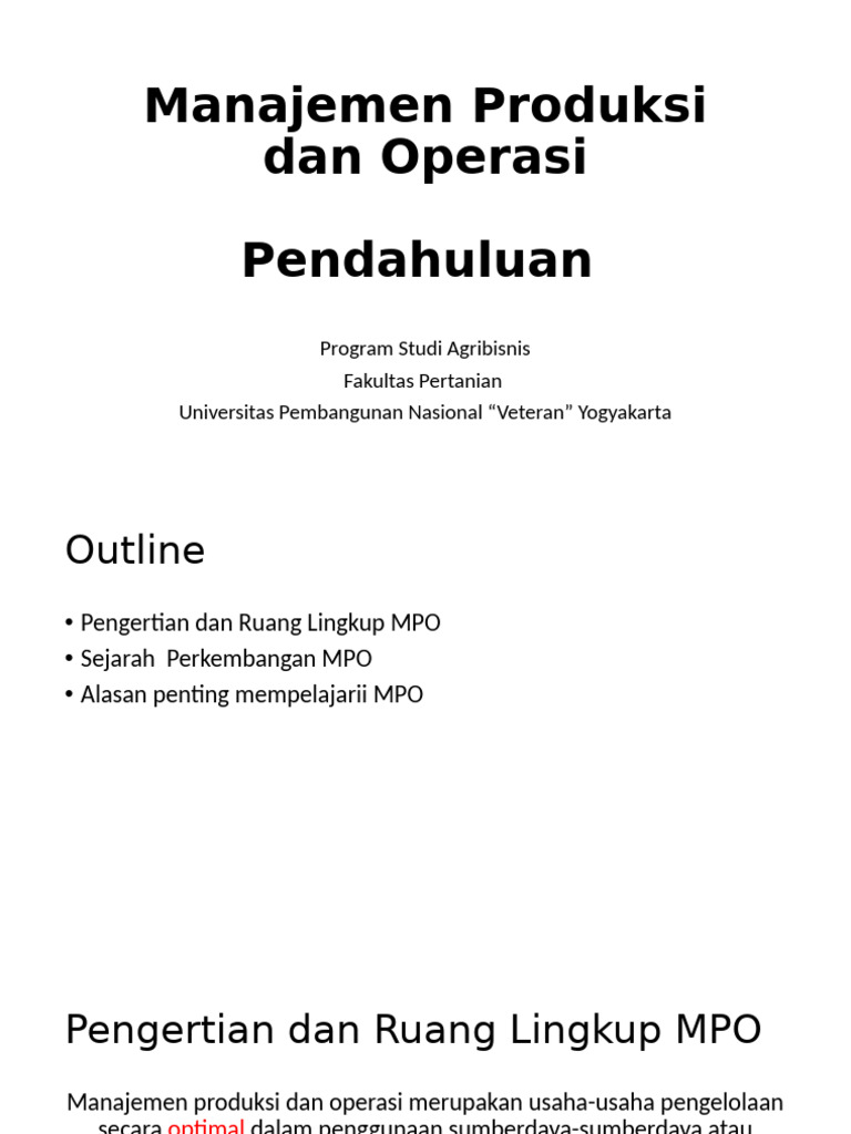 MPO Pertemuan 1 | PDF