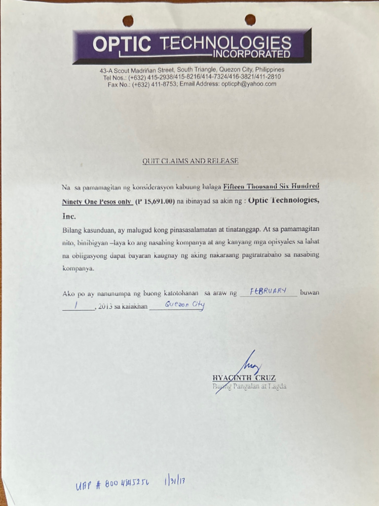 Quit Claim Tagalog | PDF