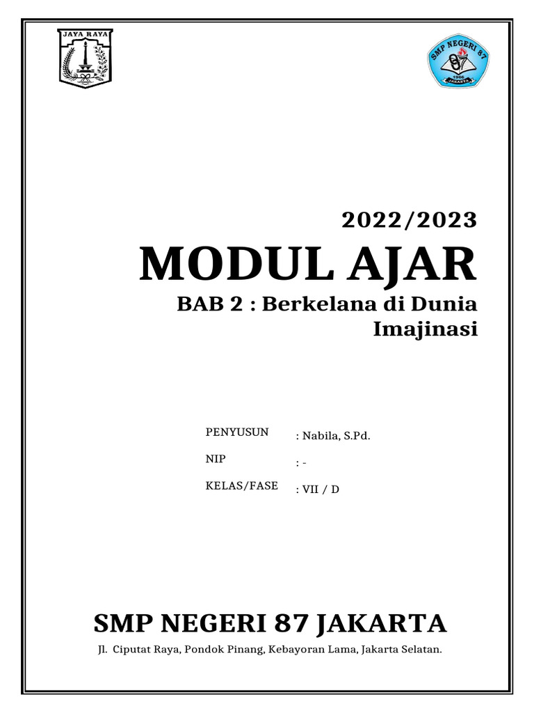 Bindo K7 - Modul Ajar Bab 2 - Berkelana Di Dunia Imajinasi | PDF