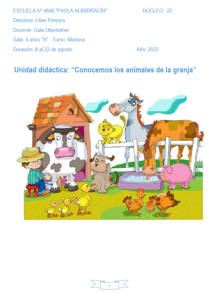 Unidad Didactica Los Animales | PDF | Pollo | Educación de la primera ...