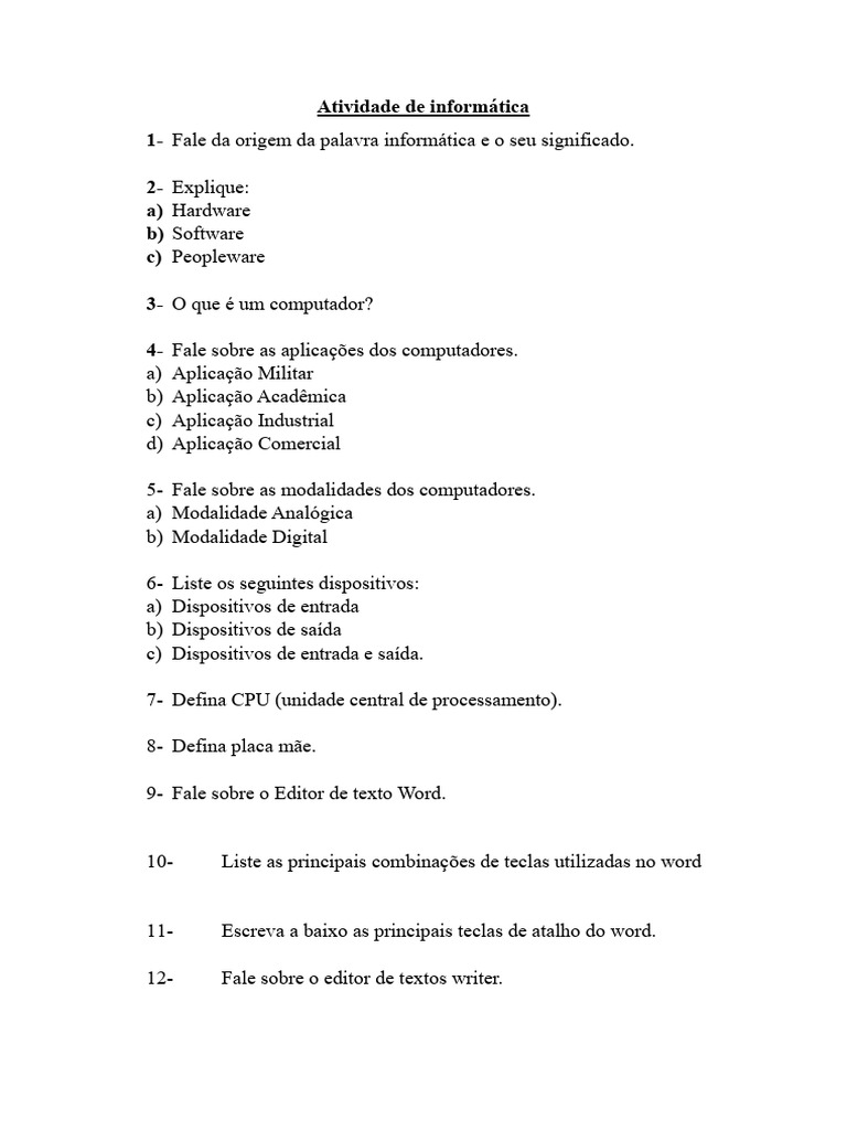 Atividade de Informática - C07 | PDF