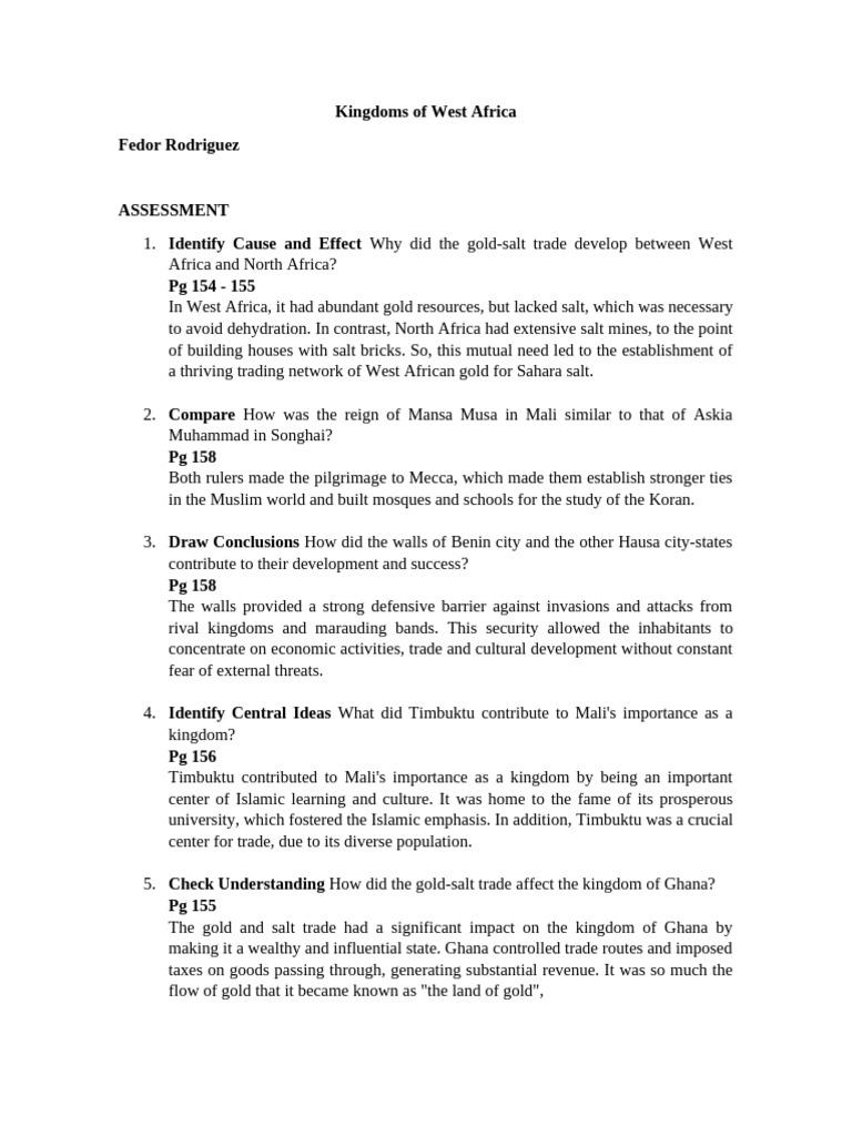 Kingdoms of West Africa | PDF
