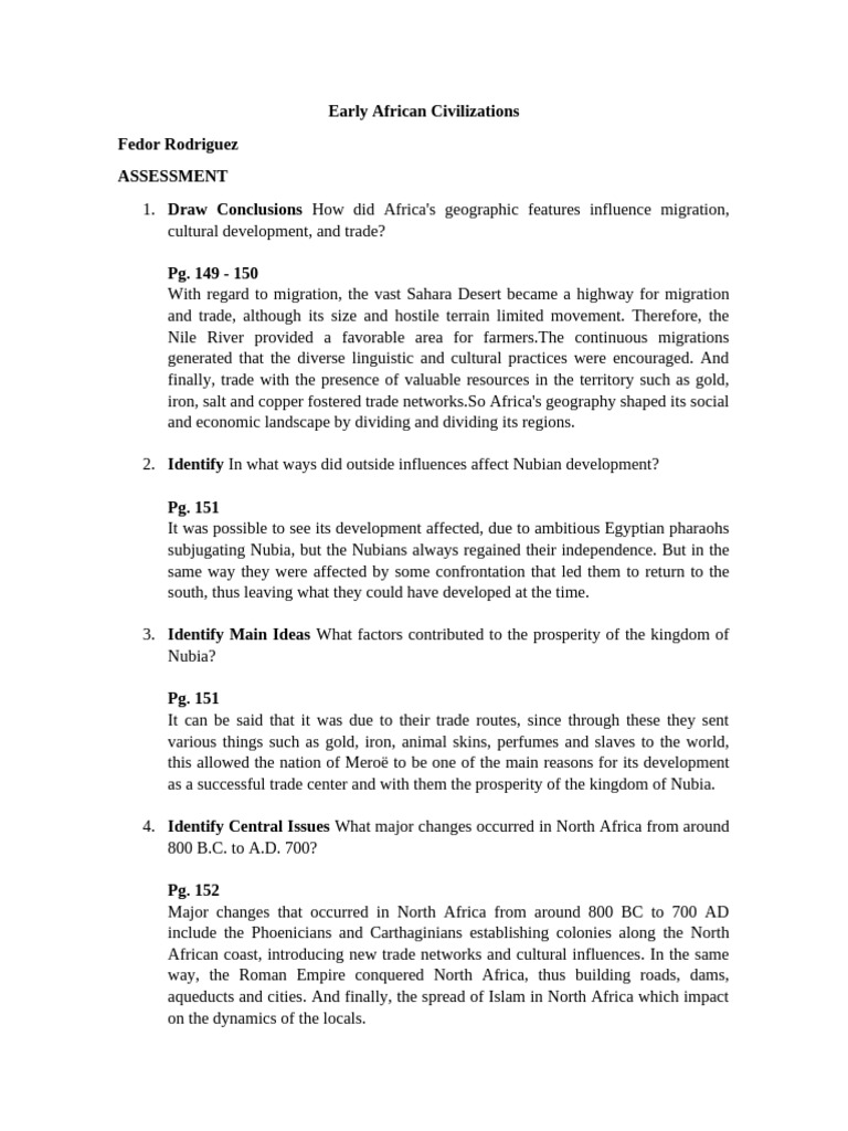 Early African Civilizations | PDF | Africa | North Africa