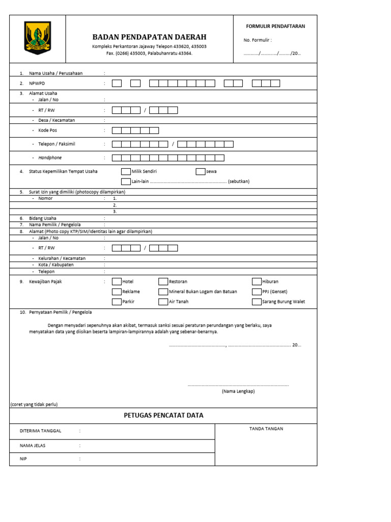 Formulir Pendataan PDF | PDF