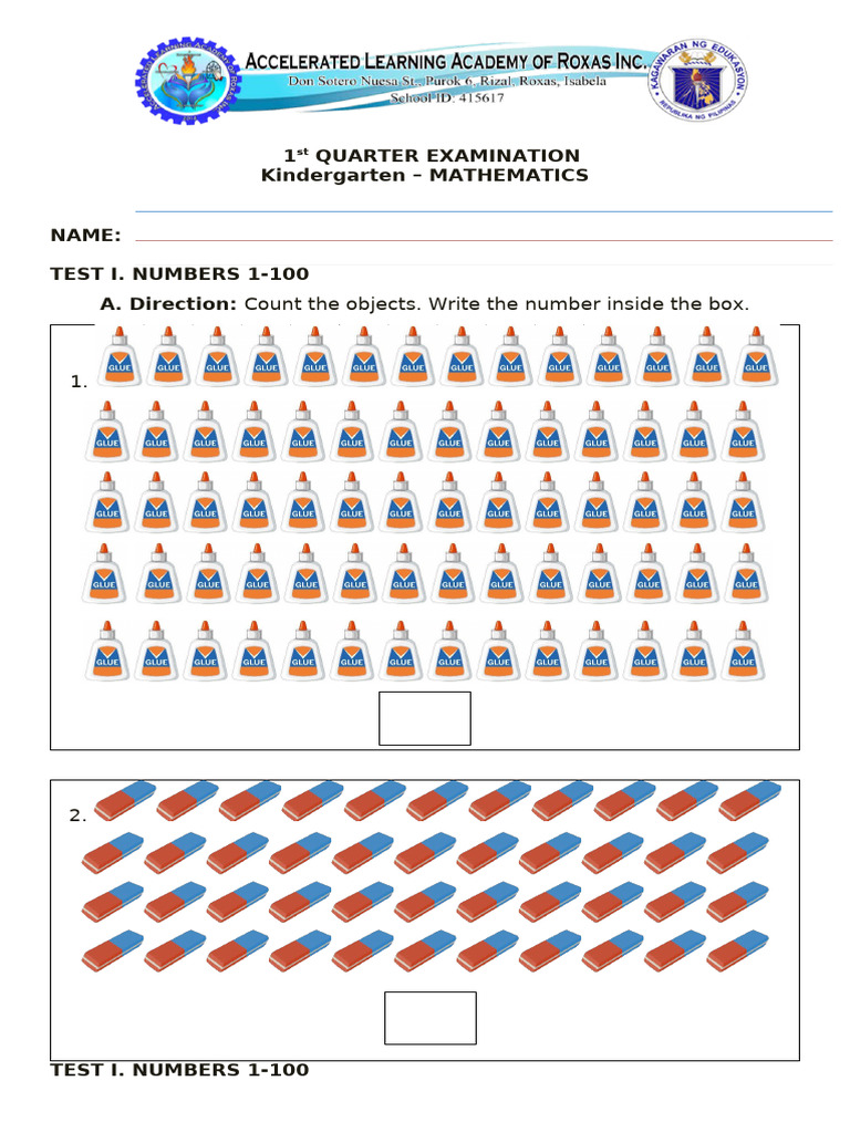KINDER 1st QUARTER EXAMINATION | PDF | Taste | Books