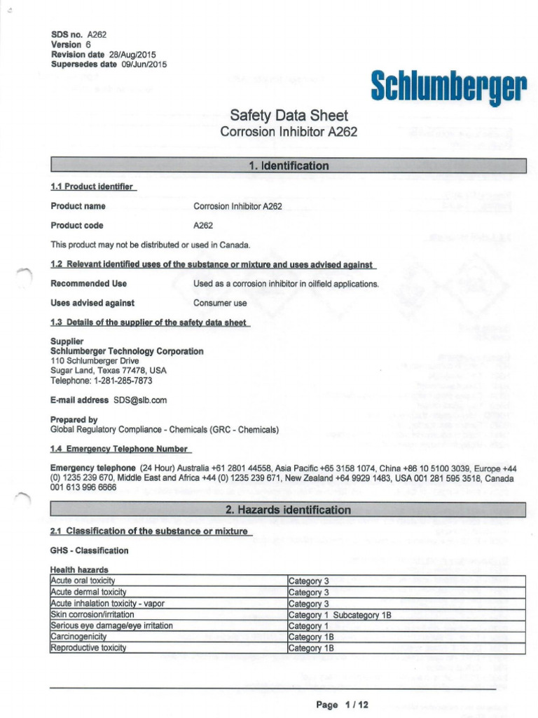 Corrosion Inhibitor - MSDS | PDF