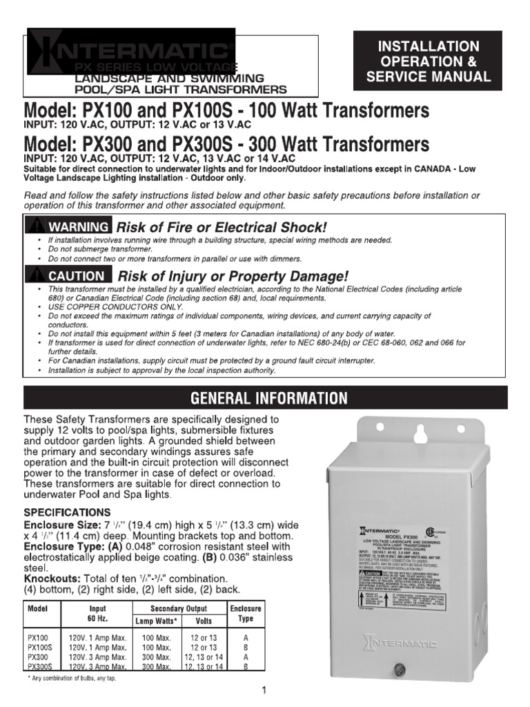 Intermatic - 111550 PX300 PX300S | PDF