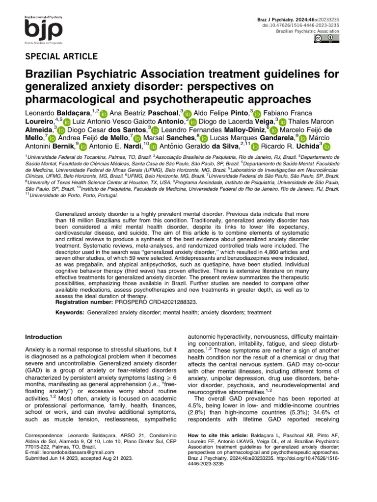 Treatment Guidelines For Generalized Anxiety Disorder - ABP | PDF ...